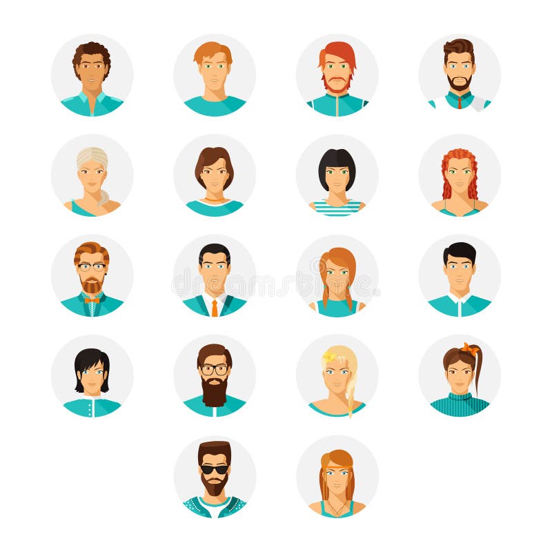 Vector Human Avatar Set in Modern Flat Style Stock Vector ...