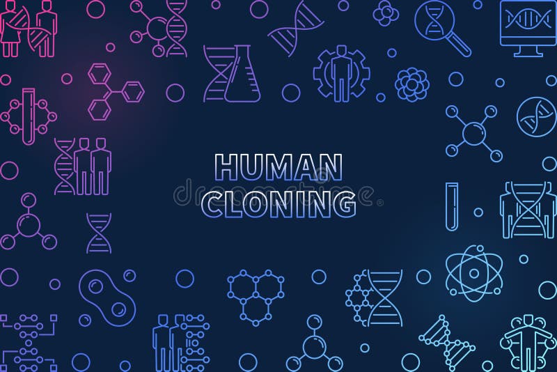 Human Cloning Vector Banner or Illustration in Outline Style Stock ...