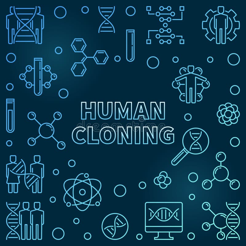 Vector Human Cloning Outline Blue Concept Illustration Stock Vector ...