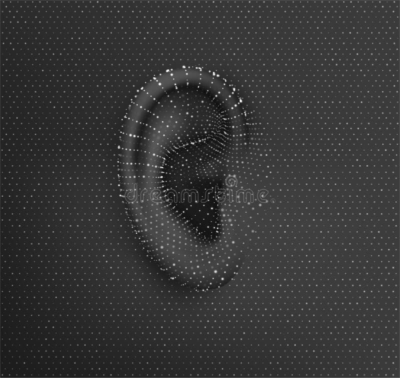 Vector Human Ear in Black with Contour White Dots Stock Vector ...