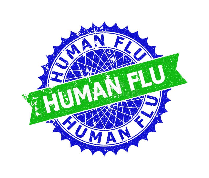 HUMAN FLU Bicolor Rosette Distress Watermark Stock Illustration ...