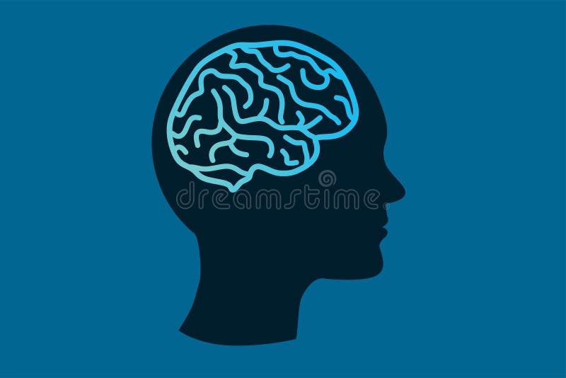 Human Head with Brain Icon. Vector Illustration in Flat Style. Stock ...