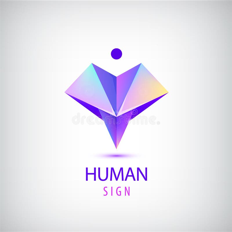 Vector Human Logo, Sign. Origami Shiny Modern Man Icon Stock Vector ...
