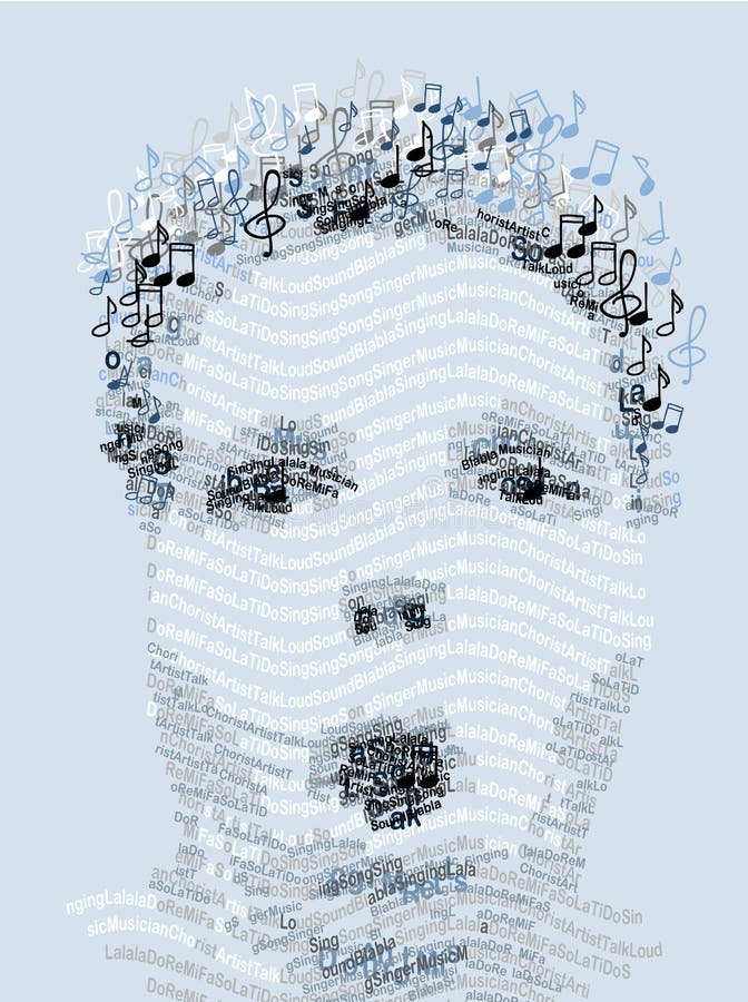 Human Portrait Made with Letters and Music Notes Stock Vector ...
