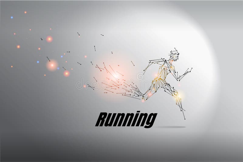 Running Man. Motion Art Line Dot Concept Stock Vector - Illustration of ...