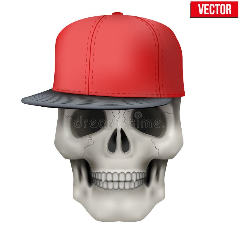 Vector Human Skull with Rap Cap on Head Stock Vector - Illustration of ...
