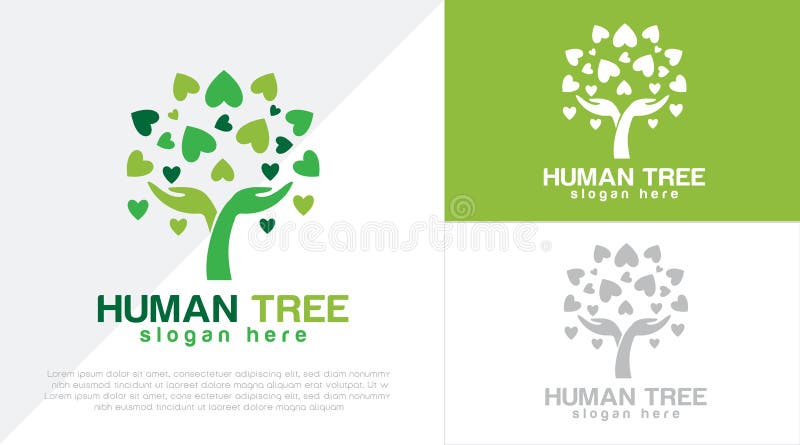 Vector Human Tree Hand Care Logo Design Vector Template Stock ...