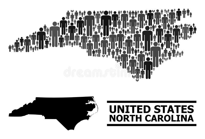 Vector Humans Collage Map of North Carolina State and Solid Map Stock ...