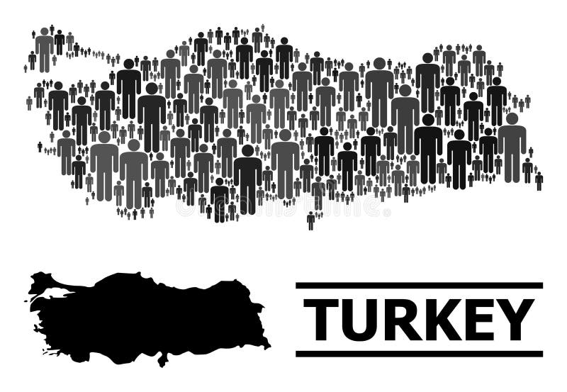 Vector Humans Collage Map of Turkey and Solid Map Stock Vector ...