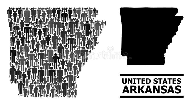 Vector Humans Mosaic Map of Arkansas State and Solid Map Stock Vector ...