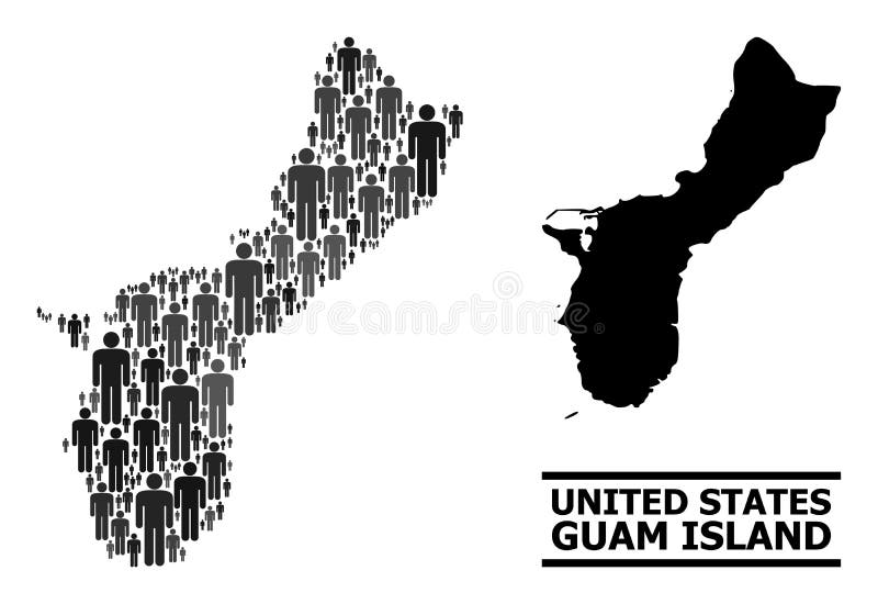 Vector Humans Mosaic Map of Guam Island and Solid Map Stock Vector ...