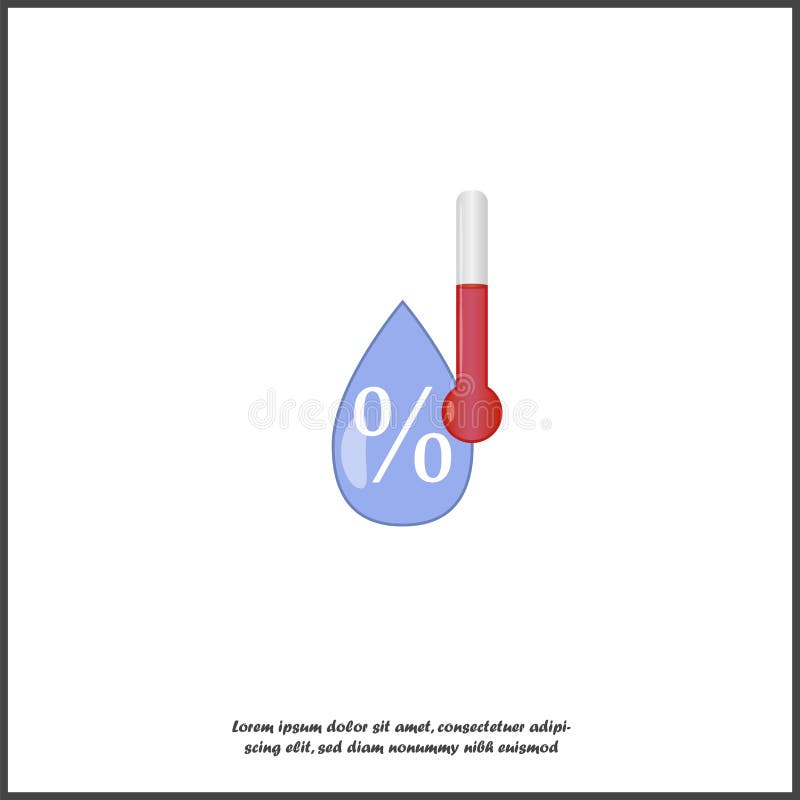 Vector Humidity Icon. a Drop of Water and a Thermometer on White ...