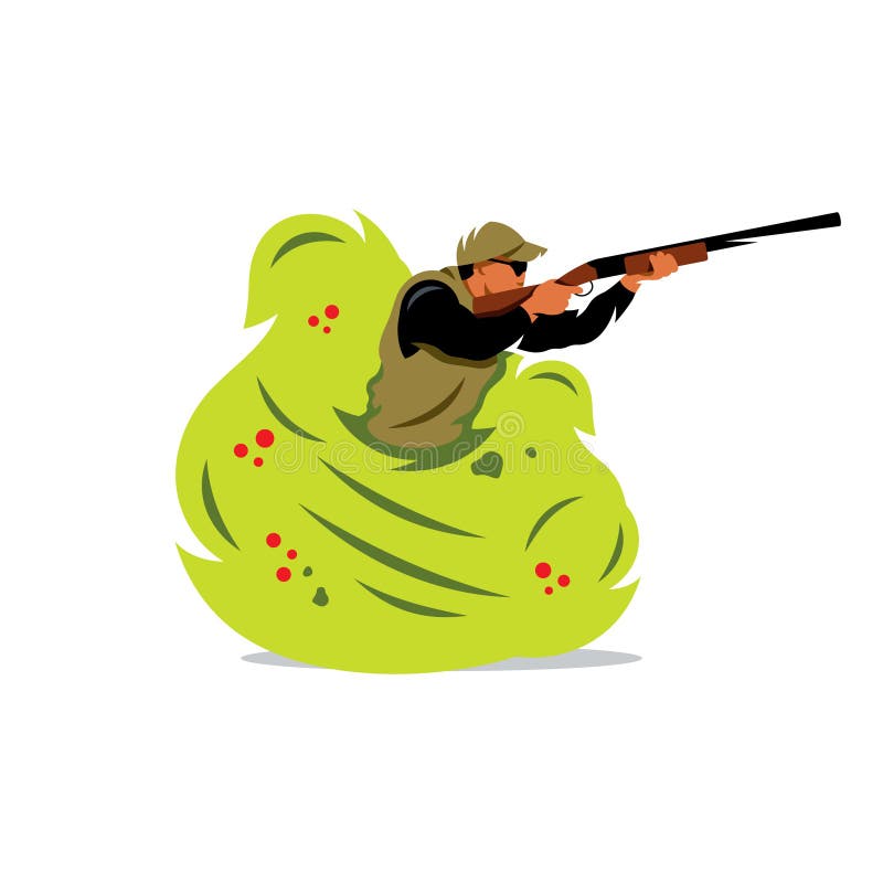 Vector Hunter Man Cartoon Illustration. Stock Vector - Illustration of ...
