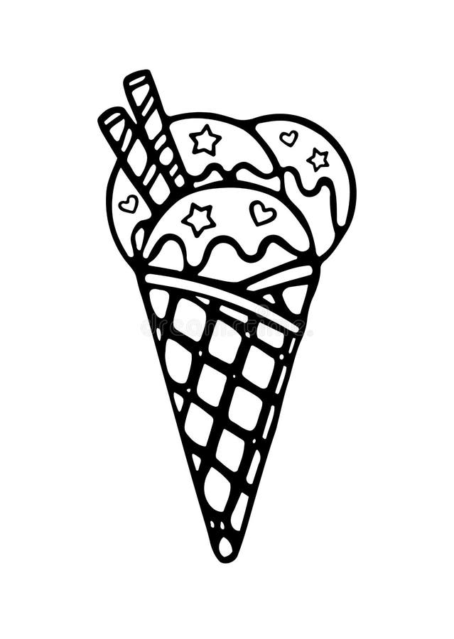 Vector Ice Cream Cone Outline Stock Vector Illustration Of Education