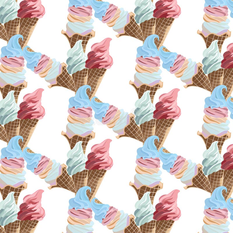 Ice Cream Cones Vector Illustration. Summer Template Banner Stock ...