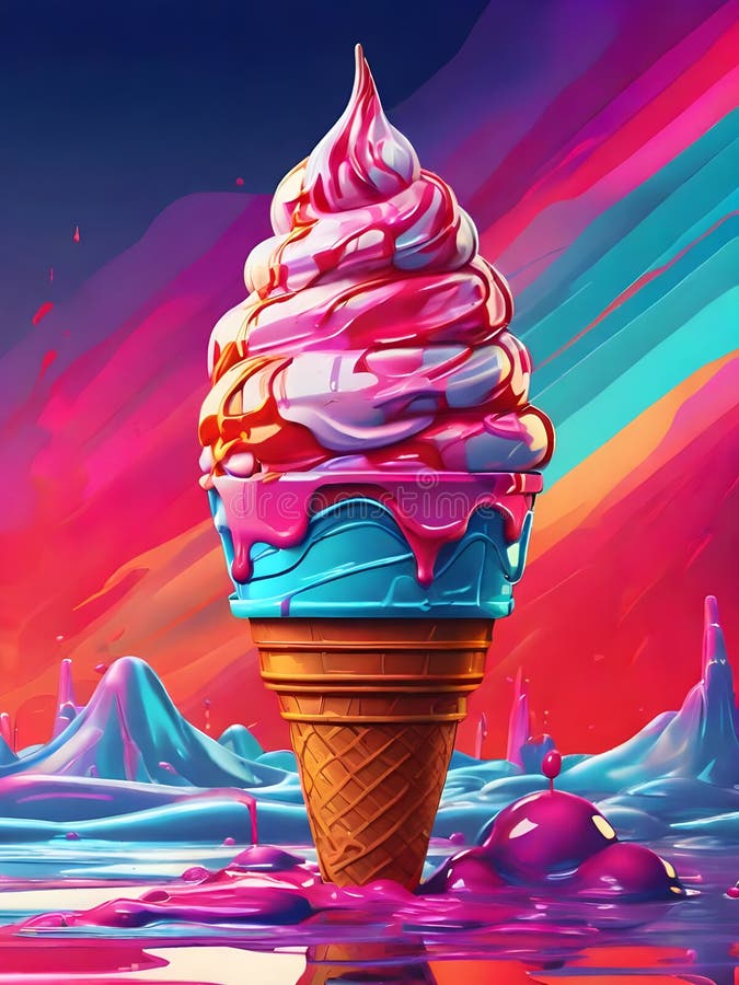 Vector ICE CREAM Graphic - Vivid Colors Stock Illustration ...