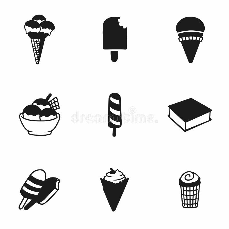 Vector ice-cream icon set stock vector. Illustration of retro - 56054287