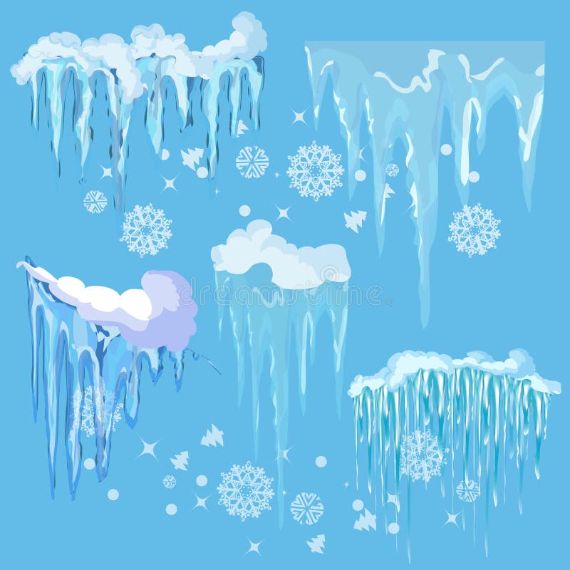 Vector Icicle and Snow Elements Clipart. Different Snow Cap Stock ...