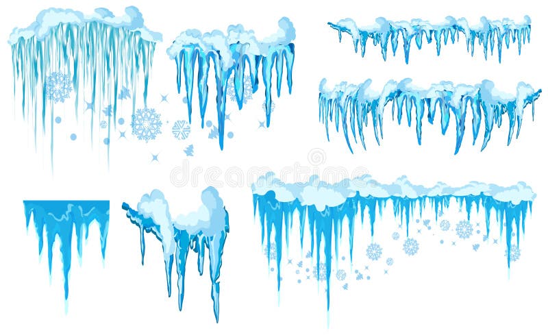 Vector Icicle and Snow Elements Clipart. Different Snow Cap Stock ...