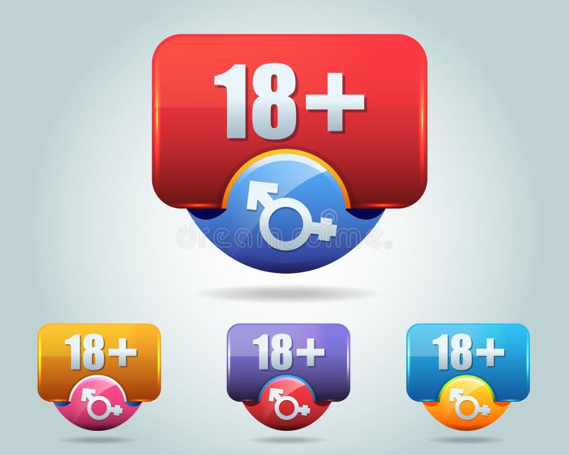 Vector Icon of 18 Plus Button Multicolored Stock Vector - Illustration ...