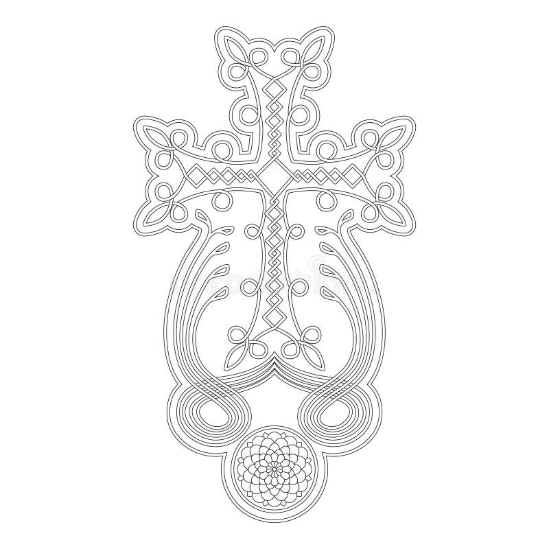 Vector Icon With Ancient Armenian Symbol Khachkar. Armenian Cross Stone ...