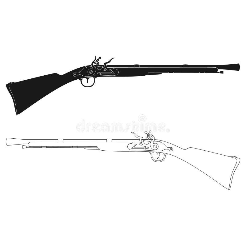 Vector Icon with Antique Rifle Stock Vector - Illustration of metal ...