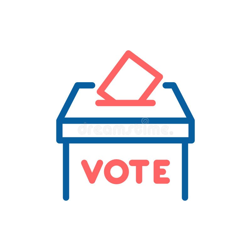 Vector Icon of Ballot Box with Vote: Thin Line Illustration for ...