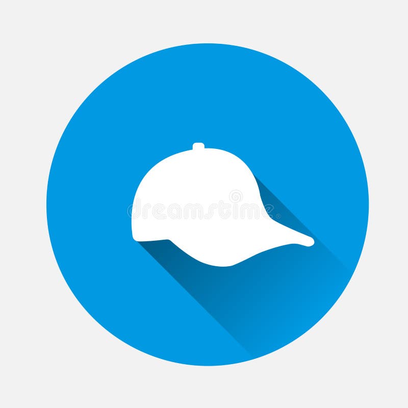 Vector Icon Baseball Cap on Blue Background.Flat Image Cap with Stock ...