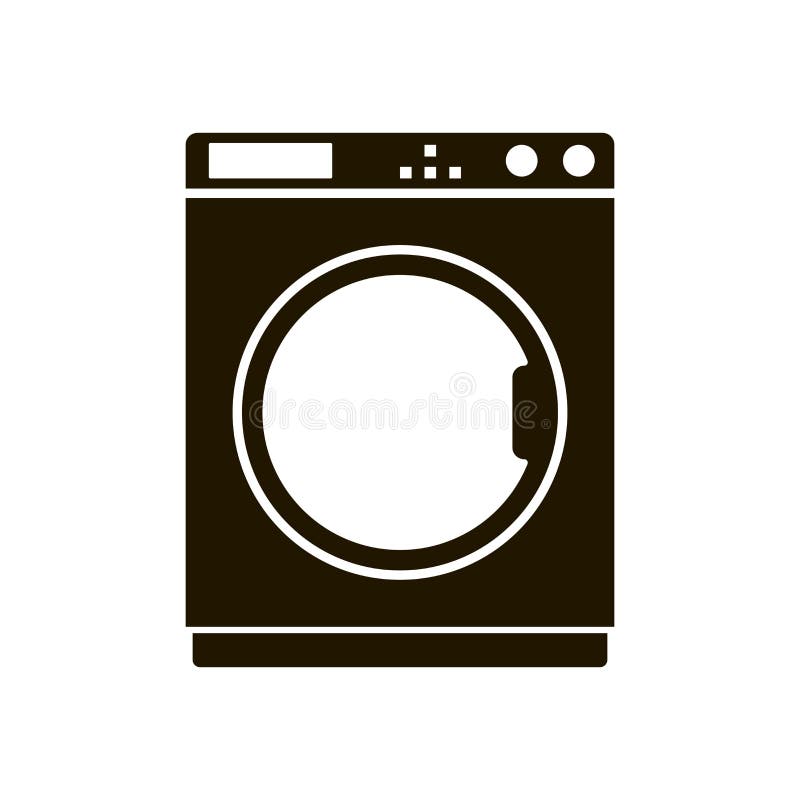 Vector Icon of Black Washing Machine on White Background. Home Stock ...