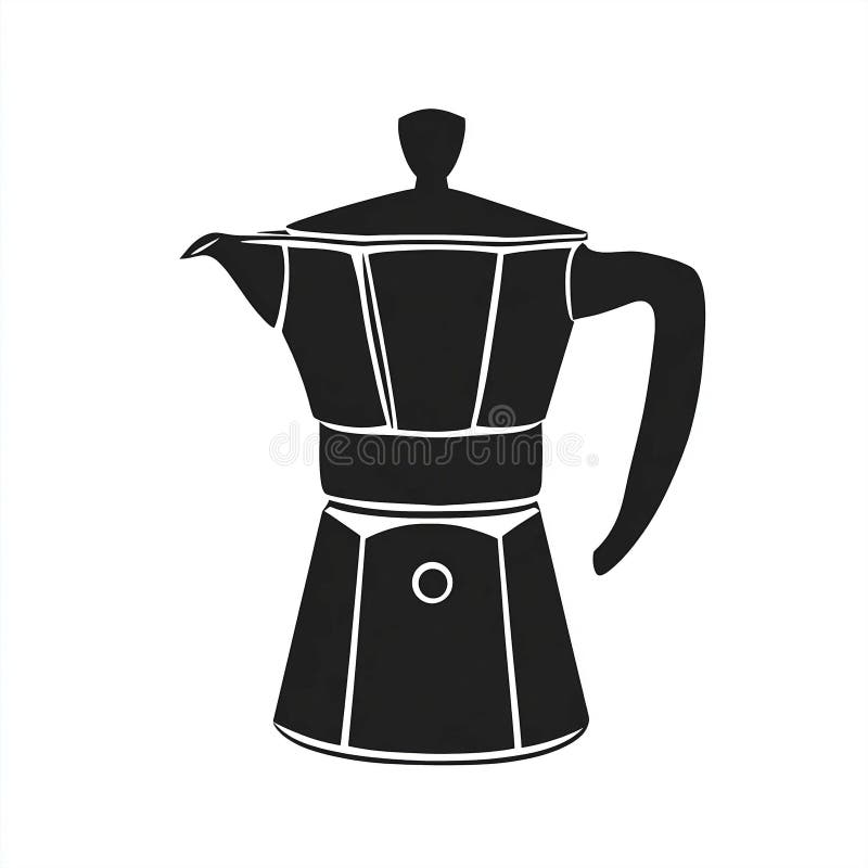 Vector Icon of a Black and White Moka Pot Coffee Maker with Simple Clean Design Stock ...
