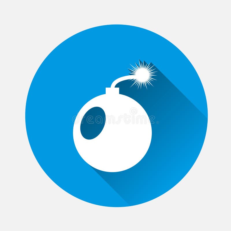 Vector Icon Bomb on Blue Background. Flat Image Bomb with Long S Stock ...