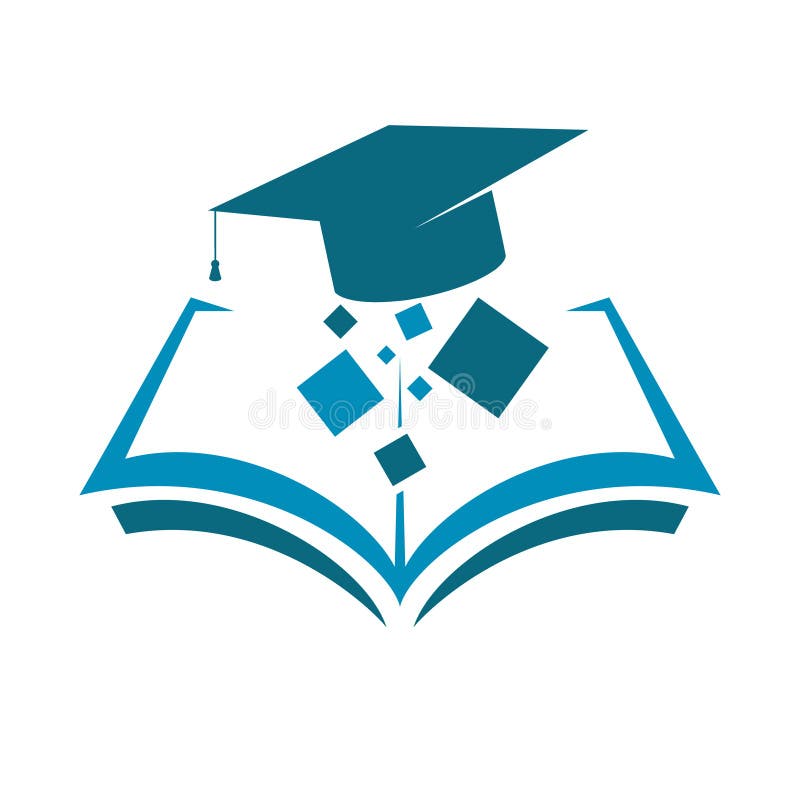 Vector Icon of Book and Graduate Caps. Source of Knowledge Stock Vector ...