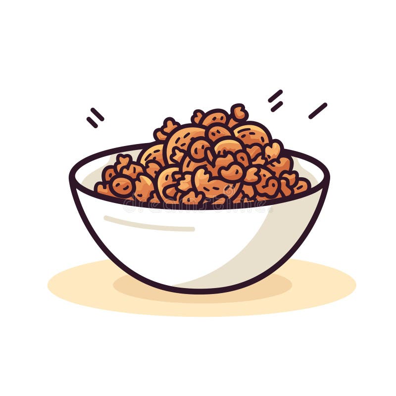 Vector Icon of a Bowl of Cereal on a Clean White Table Stock Vector ...