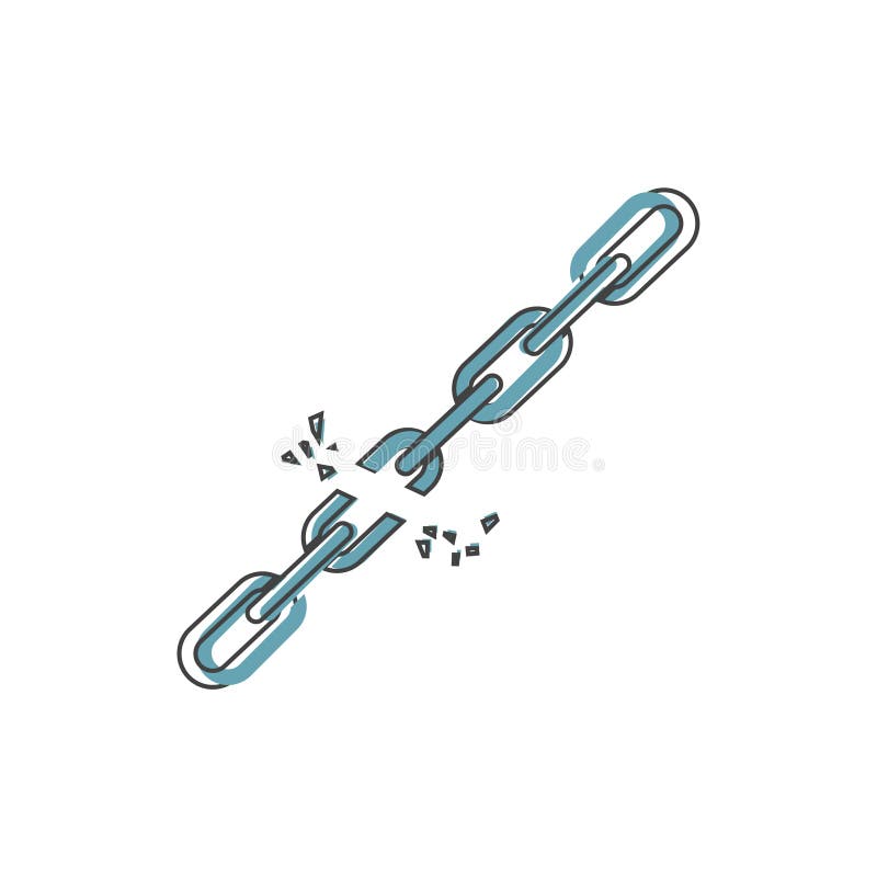 Vector Icon Broken Chain on Cartoon Style on White Isolated Background ...