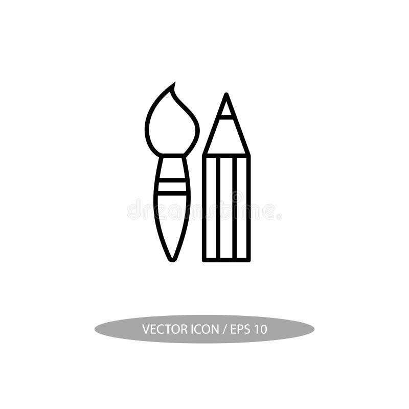 Vector Icon Brush and Pencil. No Background Stock Vector - Illustration ...