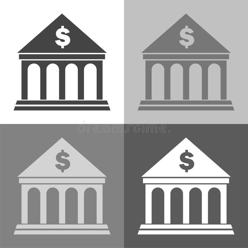 Vector Icon Building Bank on White-grey-black Color. Bank Illustration ...