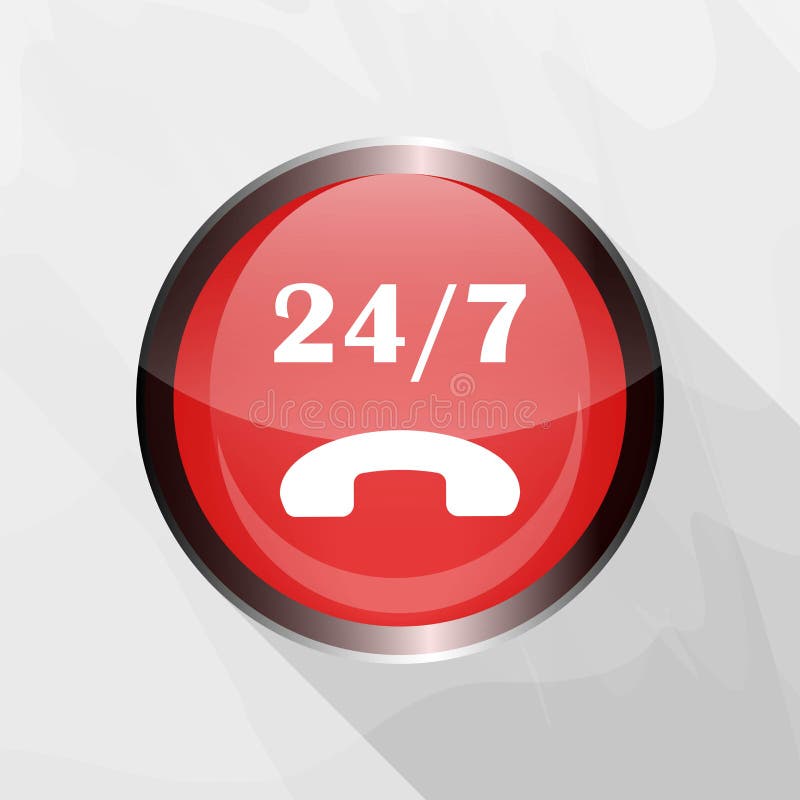 Vector Icon Button 24/7. Support 24 Hours a Day, 7 Days a Week Stock ...