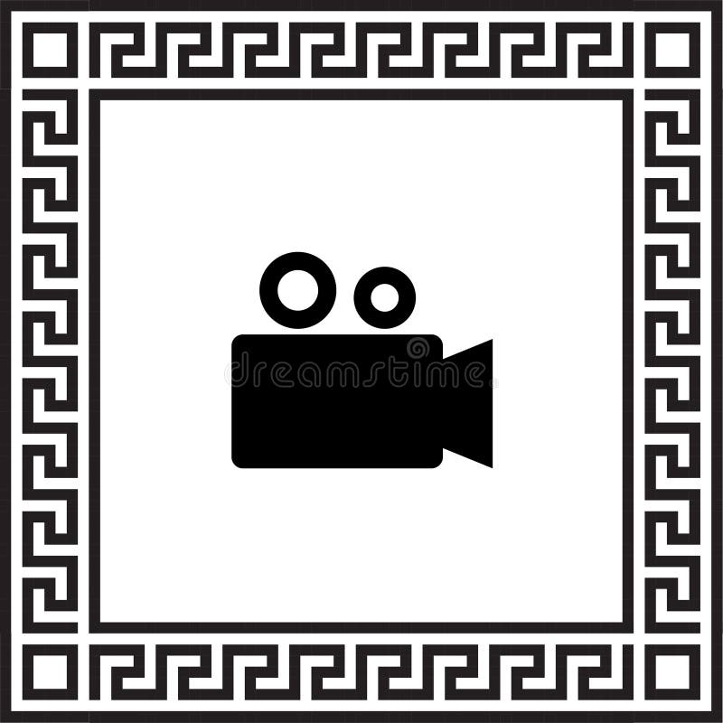 Vector Icon Camcorder in a Frame with a Greek Ornament Stock ...