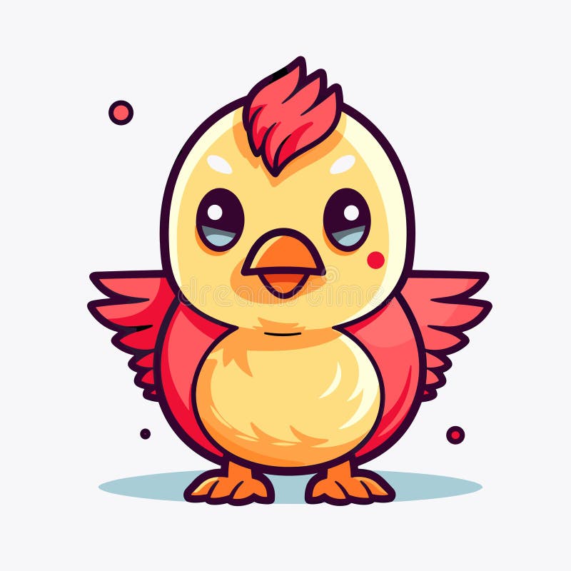 Vector Icon of a Cartoon Chicken with a Bold Red Mohawk Hairstyle Stock ...