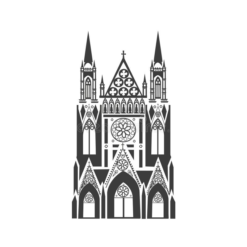 Vector Icon of the Catholic Cathedral Stock Vector - Illustration of ...