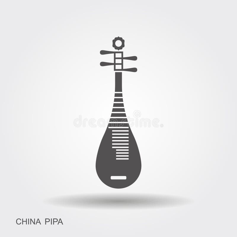 Vector Icon of Chinese Pipa. Flat Icon with Shadow Stock Vector ...