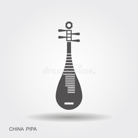 Vector Icon of Chinese Pipa. Flat Icon with Shadow Stock Vector ...