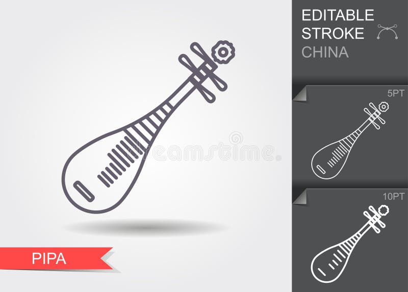 Vector Icon of Chinese Pipa. Line Icon with Editable Stroke Stock ...