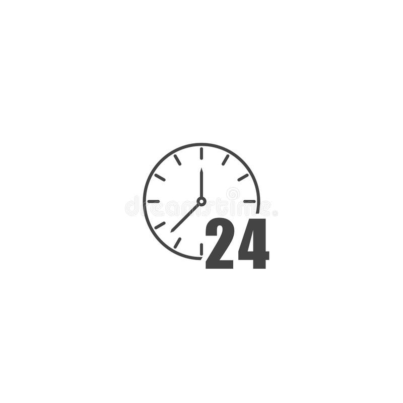 Vector Icon of a Clock. 24 Hours. Vector Illustration Clock on White ...