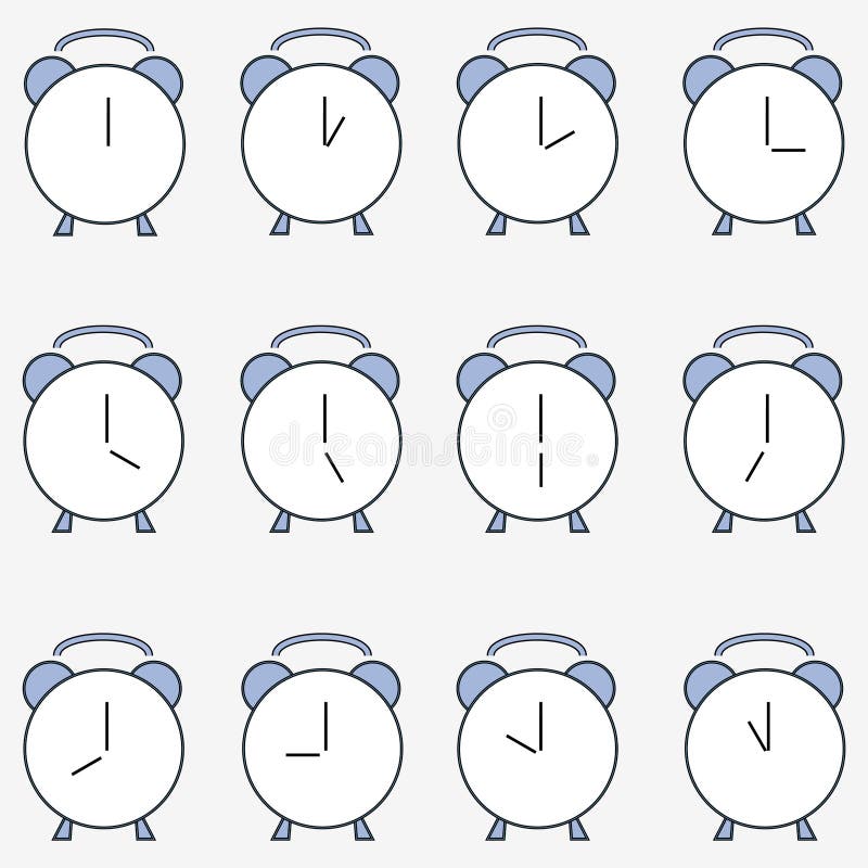 Vector Icon Clock Set - Hour by Hour Stock Vector - Illustration of ...