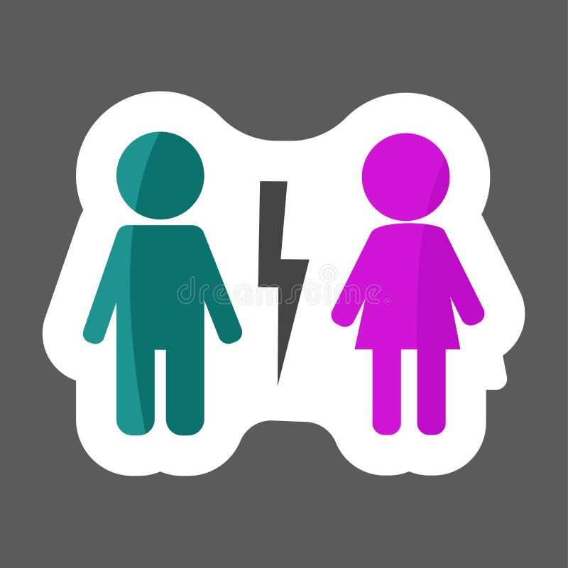 Divorced Couple On Circle Man And Woman Characters Quarrel Stock