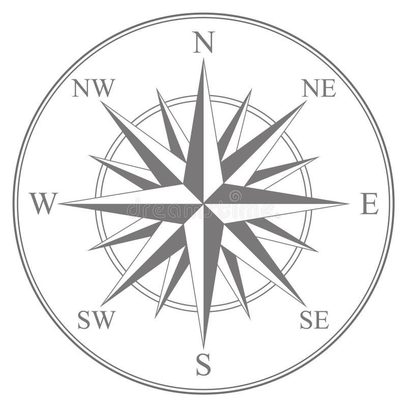 Set of Icon of Compass Rose Illustrations on Old Dark and Brown ...