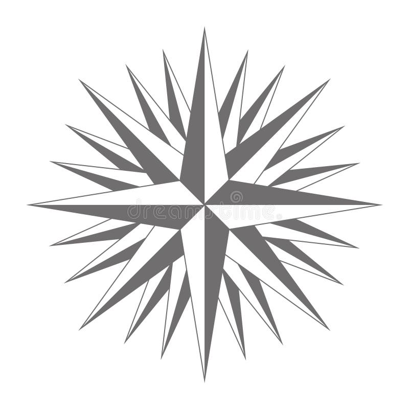 Set of Icon of Compass Rose Illustrations on Old Dark and Brown ...