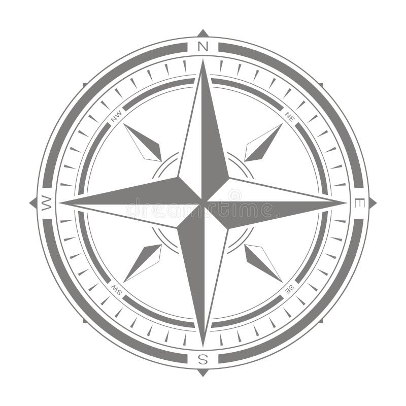 Vector Icon with Compass Rose Stock Vector - Illustration of direction ...