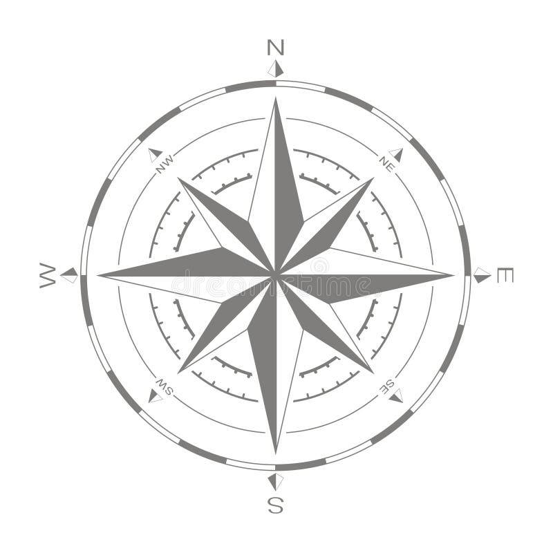 Vector Icon with Compass Rose Stock Vector - Illustration of shape ...